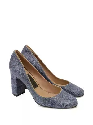 FERRAGAMO Lizard-embossed Block-heel Pumps