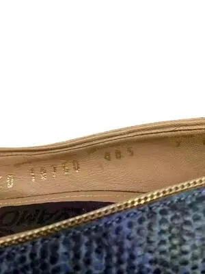 FERRAGAMO Lizard-embossed Block-heel Pumps