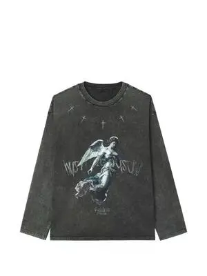 FIVE CM Angel-print Long-sleeved T-shirt - Grey