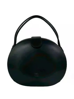 Loewe 20th Century Leather Anagram Round Handbag - Black