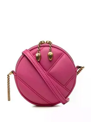 BVLGARI 2010-2026 Leather Serpenti Cabochon Round Crossbody Bag - Pink