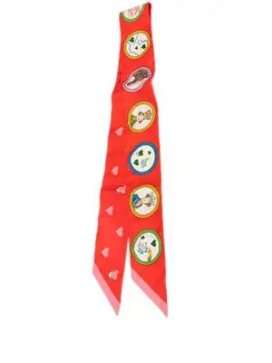 Hermès 2000-2026 Tea Time Twilly Silk Scarf Scarves - Red