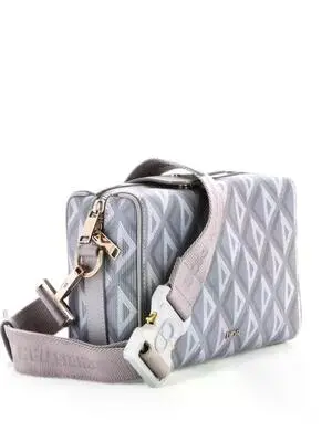 Dior Lingot Messenger Bag Cd Diamond Coated Canvas Crossbody Bag - Grey