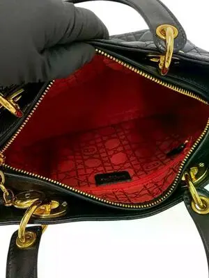 Dior 2010-2026 Medium Lambskin Cannage Lady Satchel - Black