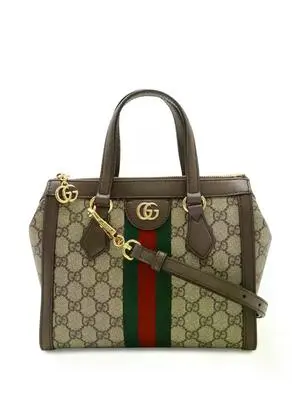 Gucci 2016-2026 Small Gg Supreme Web Ophidia Satchel - Neutrals