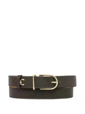 COCCINELLE Logo-plaque Pebbled-leather Belt - Green