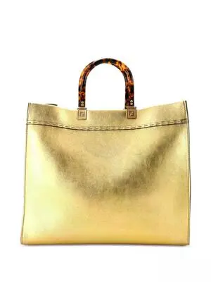 Fendi Sunshine Shopper Leather Medium Tote Bag - Gold