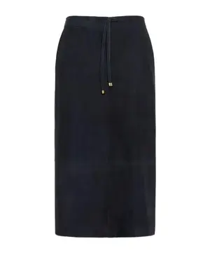 Max Mara Suede Midi Skirt Midnightblue - Midnight Blue