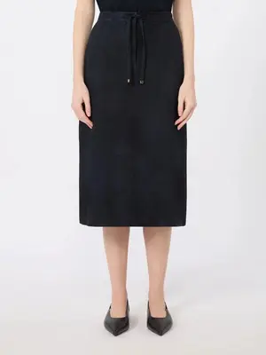 Max Mara Suede Midi Skirt Midnightblue - Midnight Blue