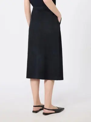 Max Mara Suede Midi Skirt Midnightblue - Midnight Blue