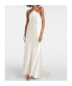 Roland Mouret Embellished Silk Satin Gown
