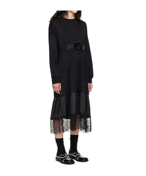 Simone Rocha Loose-fitting Ruffled Rose Lace Dress