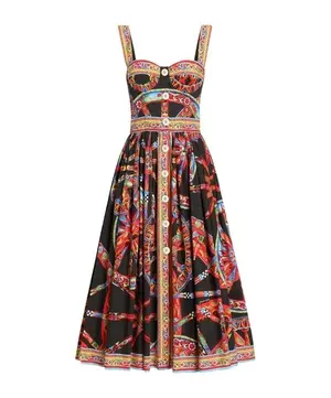 Dolce & Gabbana Carretto-print Poplin Midi Dress