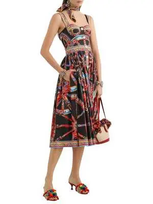 Dolce & Gabbana Carretto-print Poplin Midi Dress