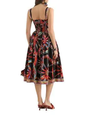 Dolce & Gabbana Carretto-print Poplin Midi Dress