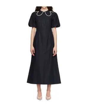Simone Rocha Puff Sleeve Petal Collar Dress - Black