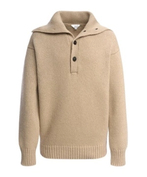 Malo Button-fastening Ribbed-collar Knit - Fawn