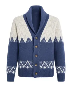 Eleventy Shawl Collar Jacquard Cardigan