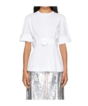 Simone Rocha Flower-detail Gathered T-shirt - White