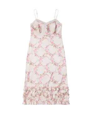 Simone Rocha Maxi Floral-print Ruffled Dress - Cream