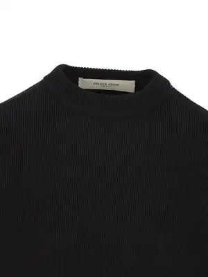 GOLDEN GOOSE Logo-embroidered Ribbed Crewneck Sweater
