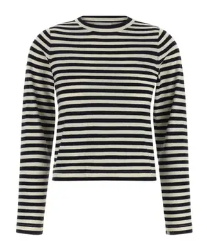 Extreme Cashmere Striped Knit Top - White/black