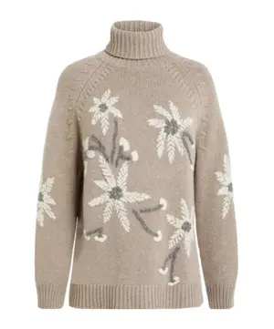 P.a.r.o.s.h Floral Embroidered High-neck Knit Sweater - No