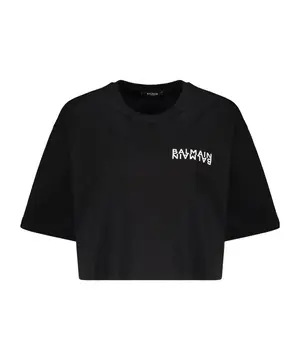 Balmain Cropped T-shirt - Black