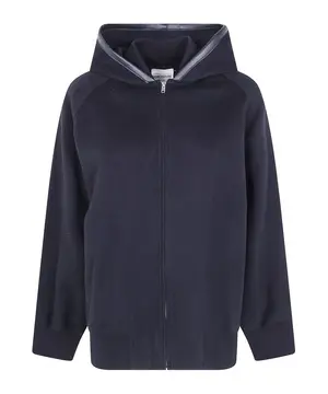 SEMICOUTURE Double Wool Hooded Bomber Jacket - Black