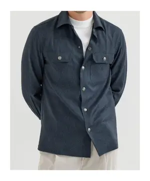 Brunello Cucinelli Virgin-wool Flannel Overshirt With Spread-collar And Chest-pockets