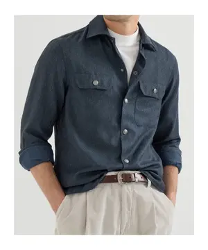 Brunello Cucinelli Virgin-wool Flannel Overshirt With Spread-collar And Chest-pockets