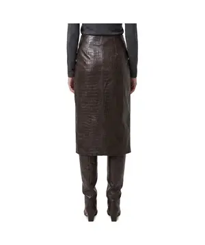 Federica Tosi Crocodile-effect Leather Midi Skirt