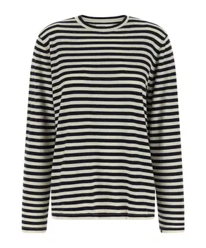Extreme Cashmere Striped Knit Top - White/black