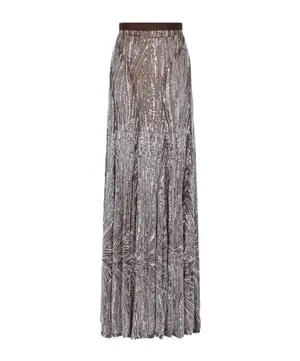 Rabanne Sequin-embellished Embroidered Maxi Skirt - Silver/brown