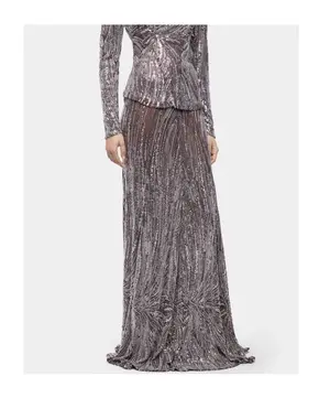 Rabanne Sequin-embellished Embroidered Maxi Skirt - Silver/brown