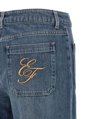 Elisabetta Franchi Logo Embroidered Straight Leg Jeans