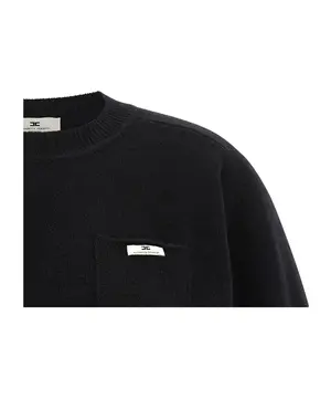 Elisabetta Franchi Ribbed Crew Neck Sweater With Chest Pocket