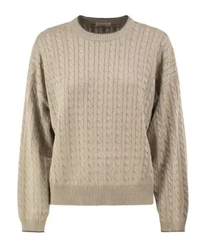 BRUNELLO CUCINELLI Brunello Cucinelli Cable-Knit Shimmering Cotton Sweater