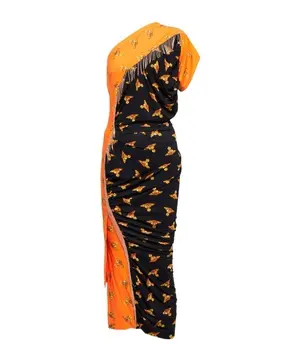 VIVIENNE WESTWOOD Printed One-shoulder Midi Dress - Black