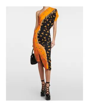 VIVIENNE WESTWOOD Printed One-shoulder Midi Dress