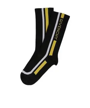 Givenchy Logo Striped Inlaid Knitted Socks - Black