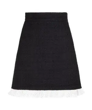 Miu Miu Lace-trim Tweed Skirt - Black
