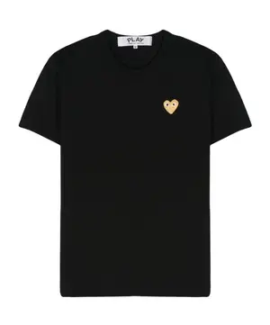 Play Comme Des Garcon Heart-patch Cotton T-shirt - Black