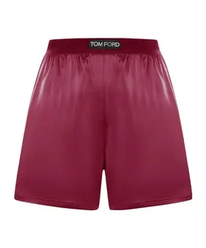TOM FORD Logo Waistband Satin Shorts - Red