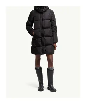 Moncler Litte Square-quilted Hooded Long Down Jacket