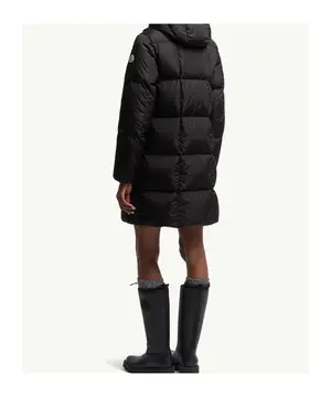 Moncler Litte Square-quilted Hooded Long Down Jacket