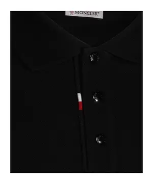 Moncler Logo Patch Short-sleeved Polo Shirt - Black