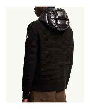 Moncler Cashmere Wool Blend Padded Zip-up Cardigan