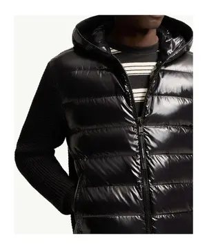 Moncler Cashmere Wool Blend Padded Zip-up Cardigan