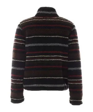 Moncler Striped Teddy Zip-up Cardigan - Black/gray